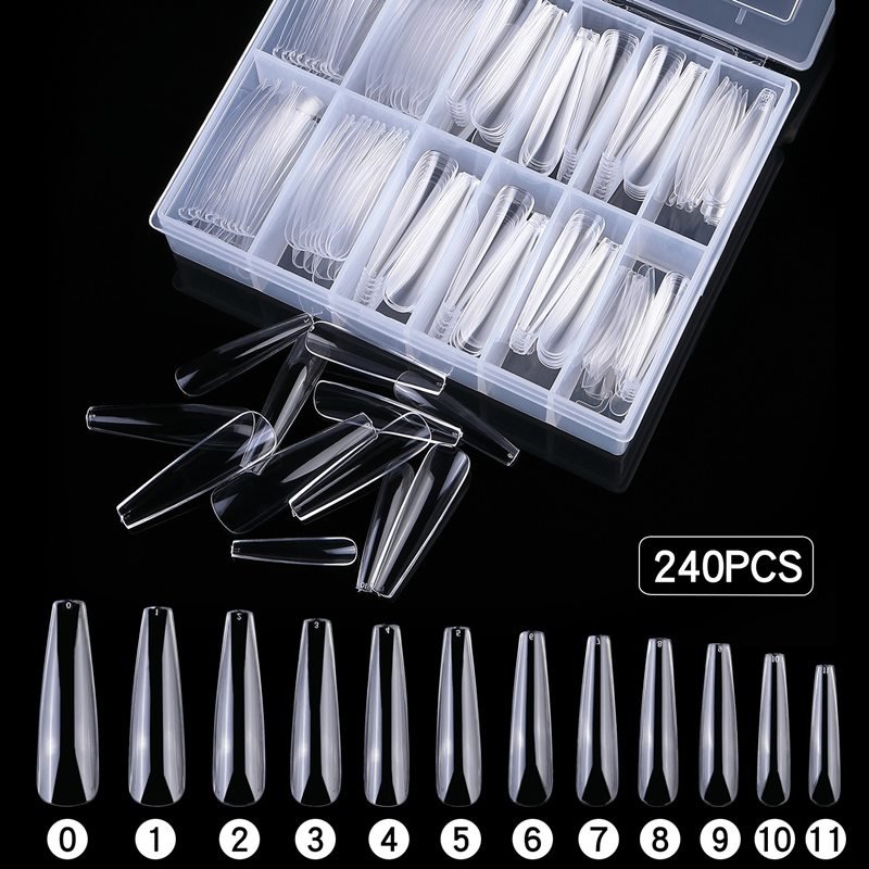 240pcs 7 types XL super long salon nail tips with box ...
