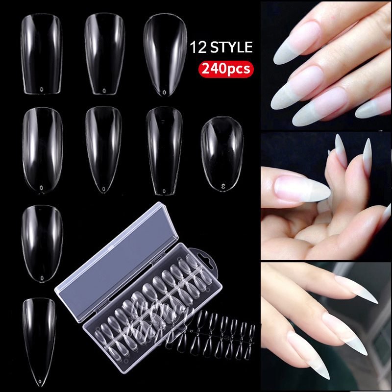 240PCS/Box 11 styles Super Thin Seamless Crease-Free Nail Tips With Box ...