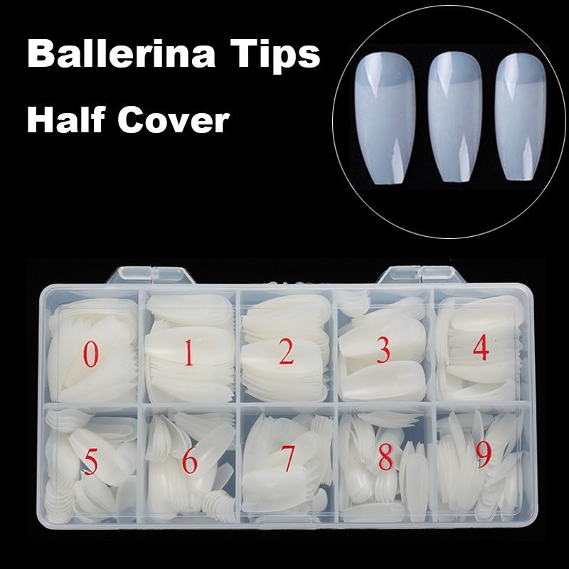 High Quality 500PCS Artificial False Ballerina Coffin Half Cover Nail ...