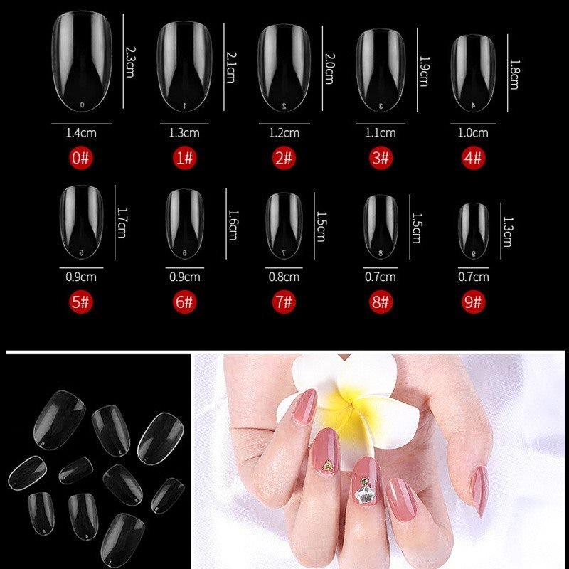 100PCS Artificial False Round Shape Full Cover Nail Tips With Box ...