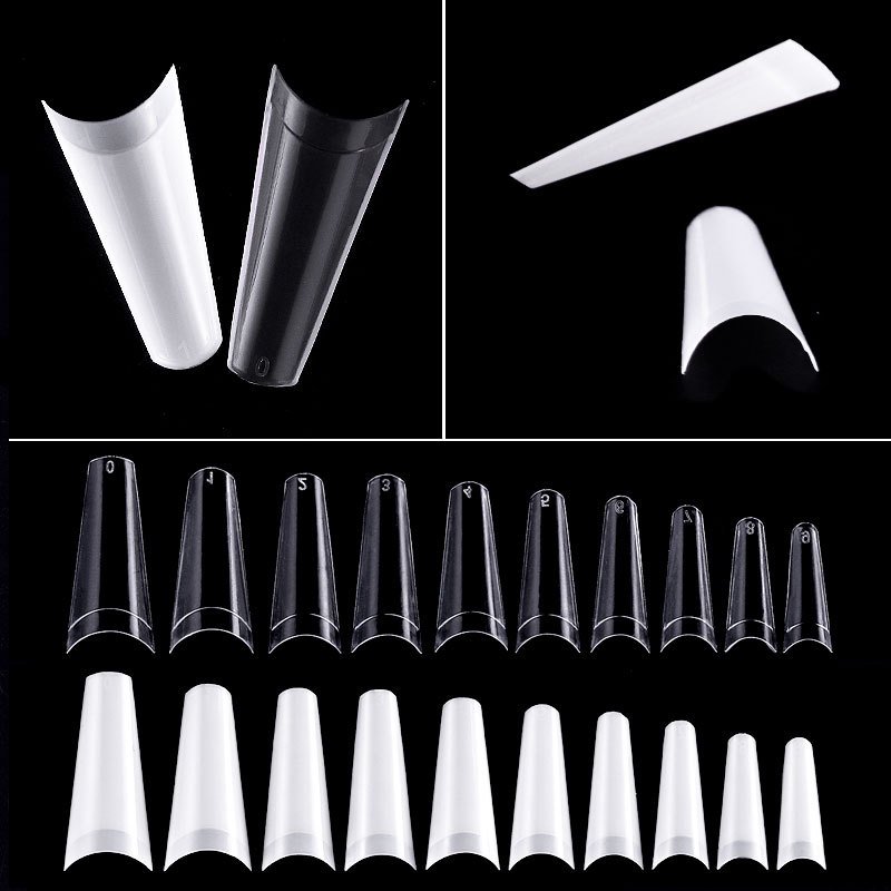 High Quality 500PCS Coffin Shape Flat Head French Nail Tips With Box ...