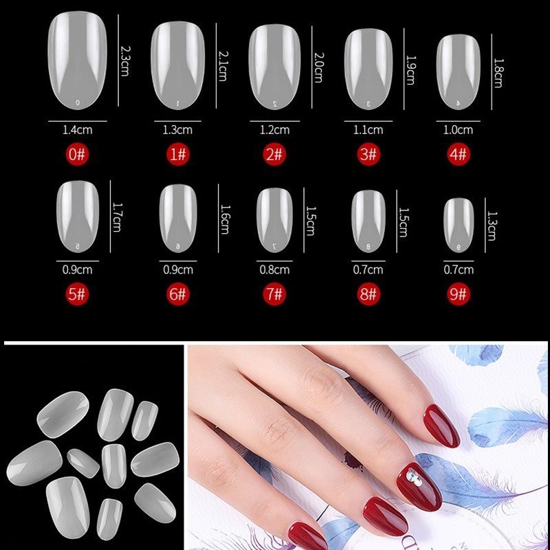 100PCS Artificial False Round Shape Full Cover Nail Tips With Box ...