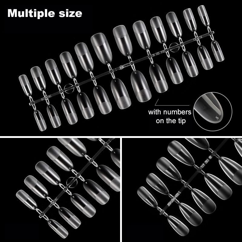 240PCS 12 styles Ultra Thin Seamless Crease-Free Semi-Frosted Nail Tips ...