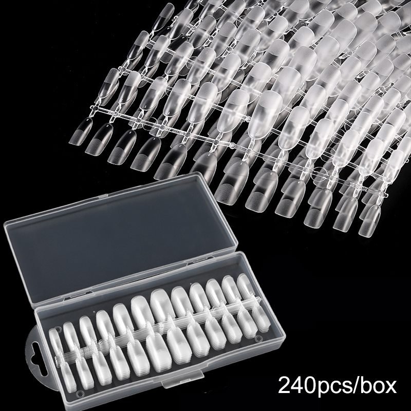 240PCS 12 styles Ultra Thin Seamless Crease-Free Semi-Frosted Nail Tips ...