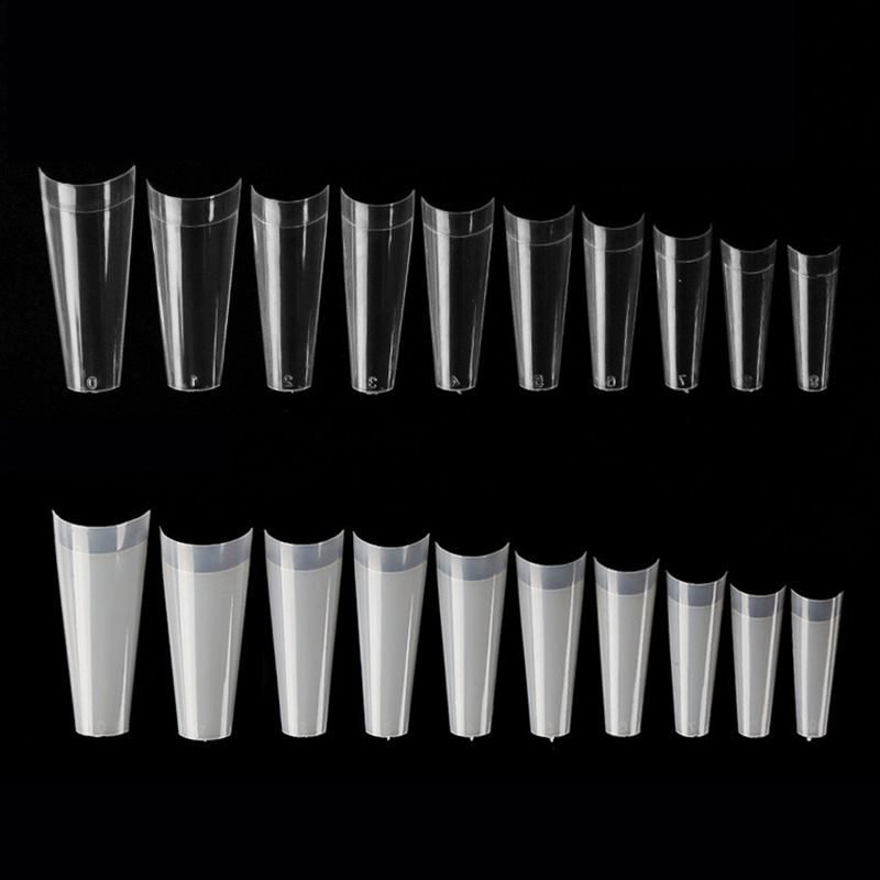100PCS Coffin Shape Flat Head French Nail Tips With Box ...