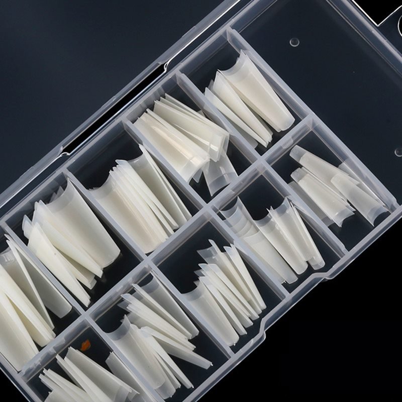 100PCS Coffin Shape Flat Head French Nail Tips With Box ...