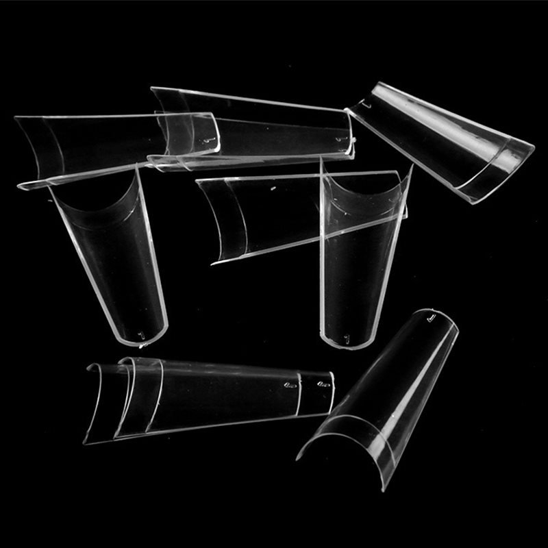 100PCS Coffin Shape Flat Head French Nail Tips With Box ...