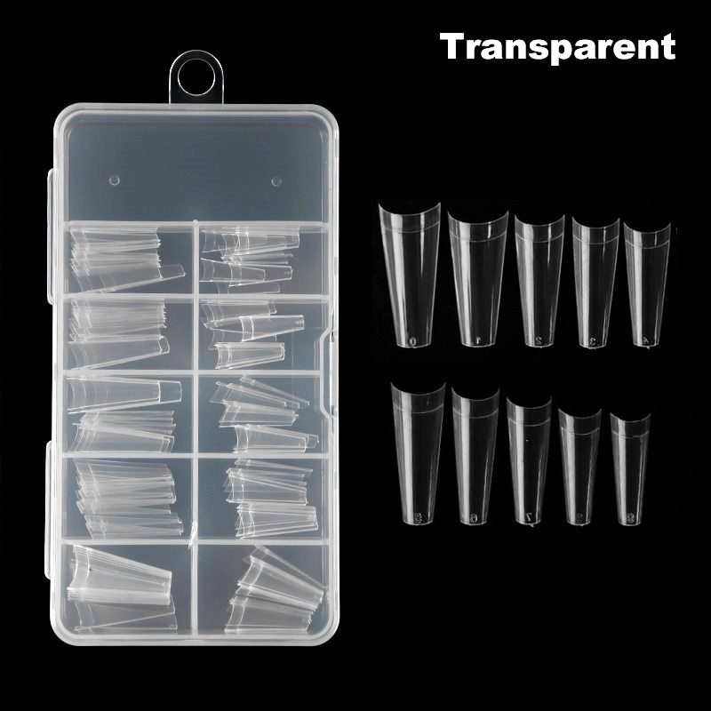 100PCS Coffin Shape Flat Head French Nail Tips With Box ...