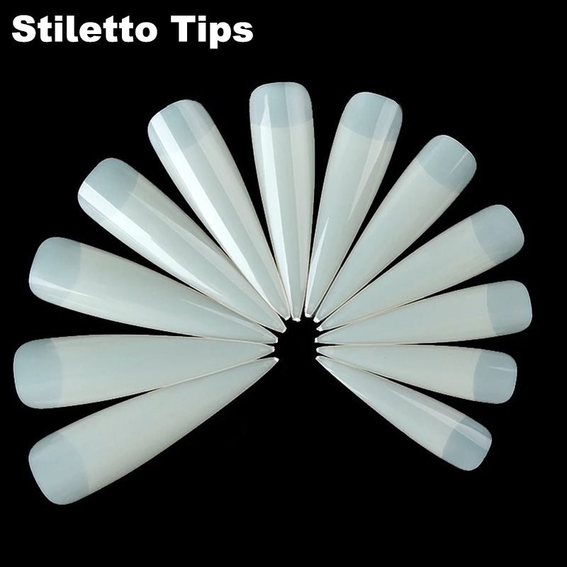 12PCS False Stiletto Half Cover Sharp Salon Nail Art Tips In Bag ...