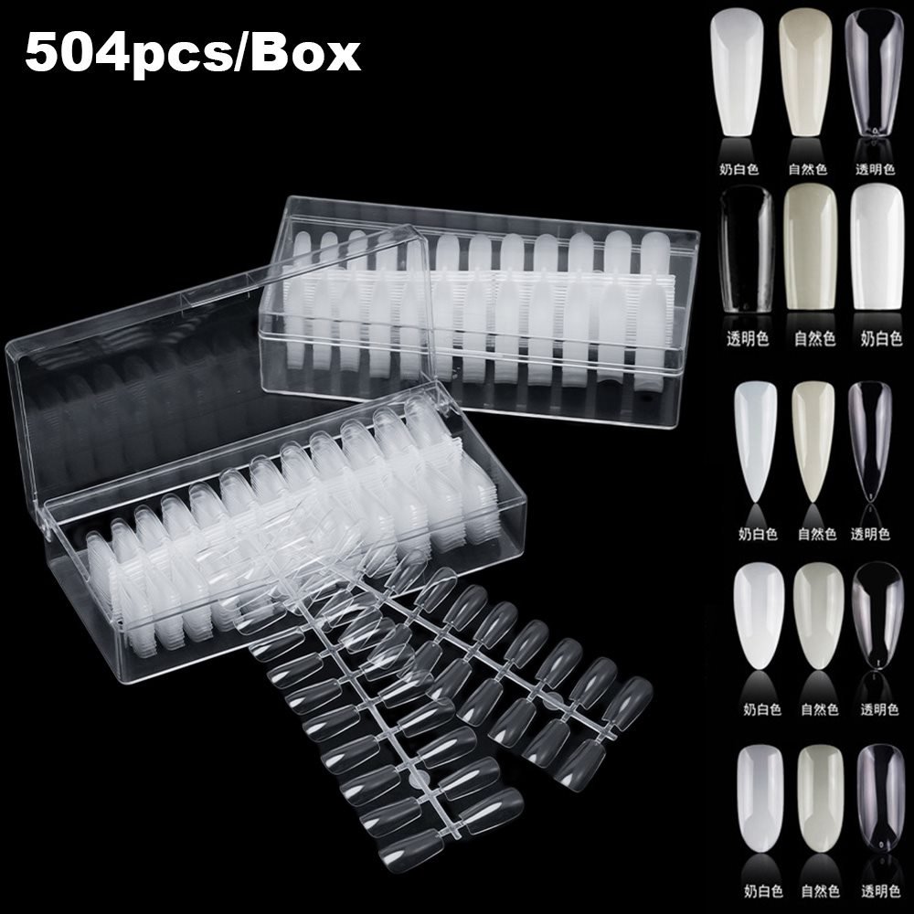 504PCS 5 Styles High Quality Super Thin Seamless Crease-Free Nail Tips ...