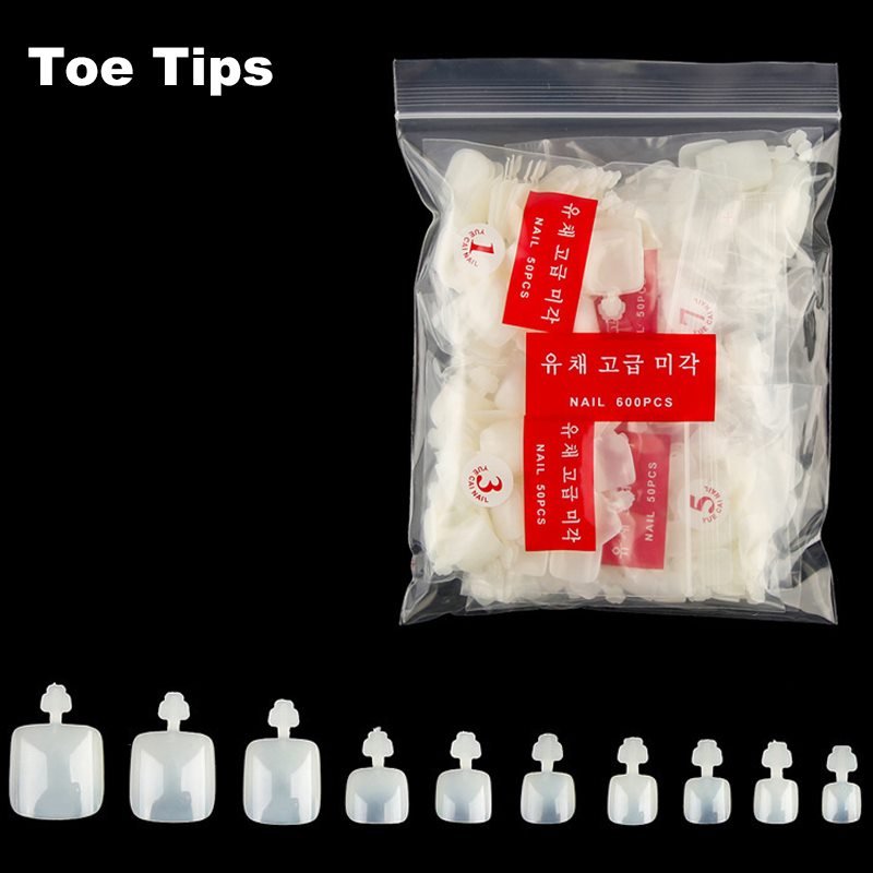 600pcs False Full Cover Toe Tips With Bag – Dreamynailsupply.com