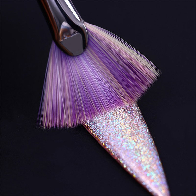 Fan-shaped Gradient Nail Brush With Crystal Decorated Acrylic Handle ...