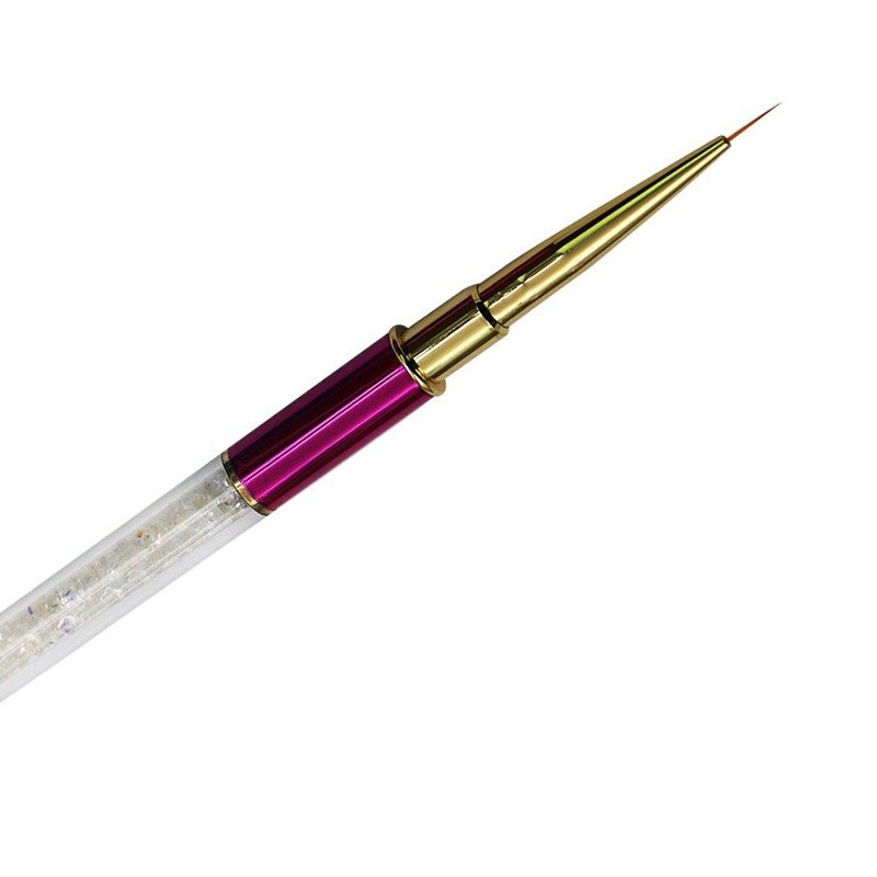 Nail Art Liner Detail Brush With Rhinestone Decorated Colorful Metal ...