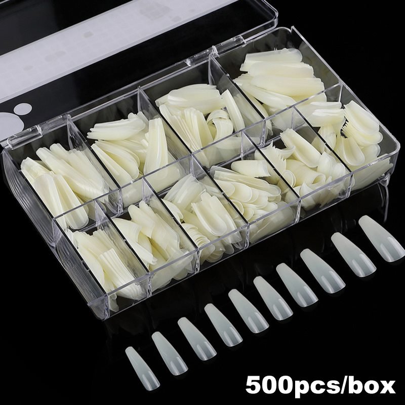 500PCS 5styles Ultra Thin Crease-Free Nail Tips With Box ...
