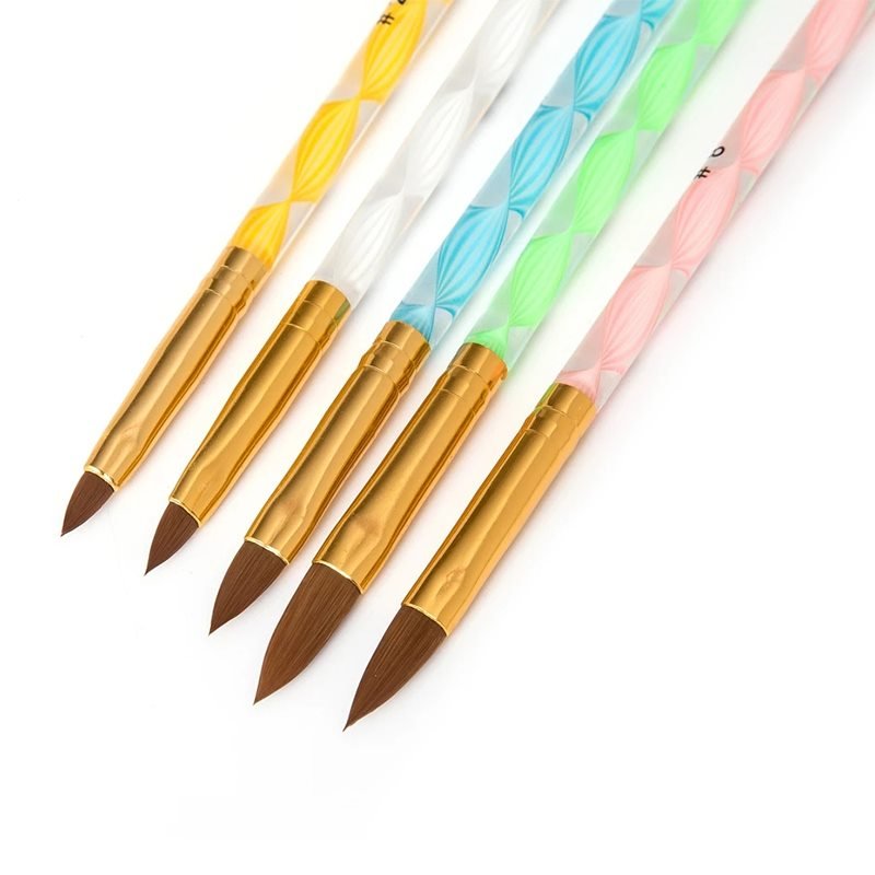 5PCS 2-Ways Acrylic Nail Art Brushes With Acrylic Cuticle Pusher End ...
