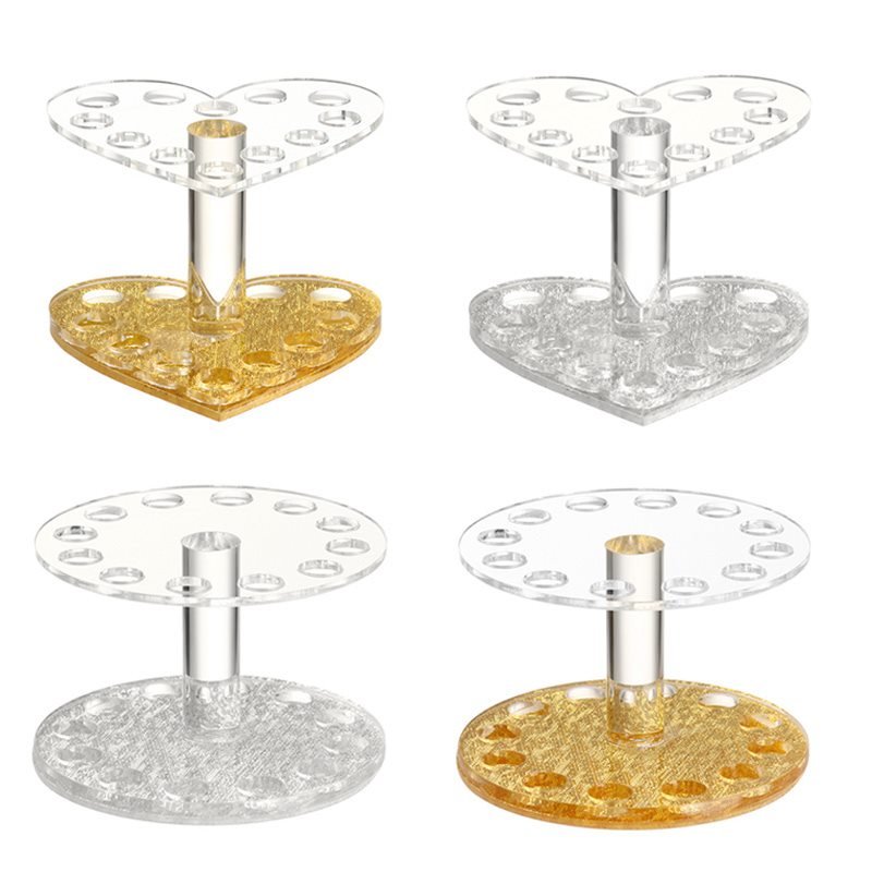 Thin Type Acrylic Round and Heart Shape 12 Holes Nail Brush Holder ...
