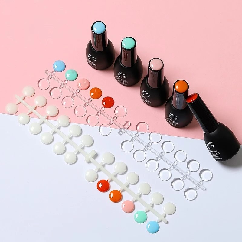 120 Tips Per Bag Round Shape Flat Back Nail Tips Color Chart Display ...