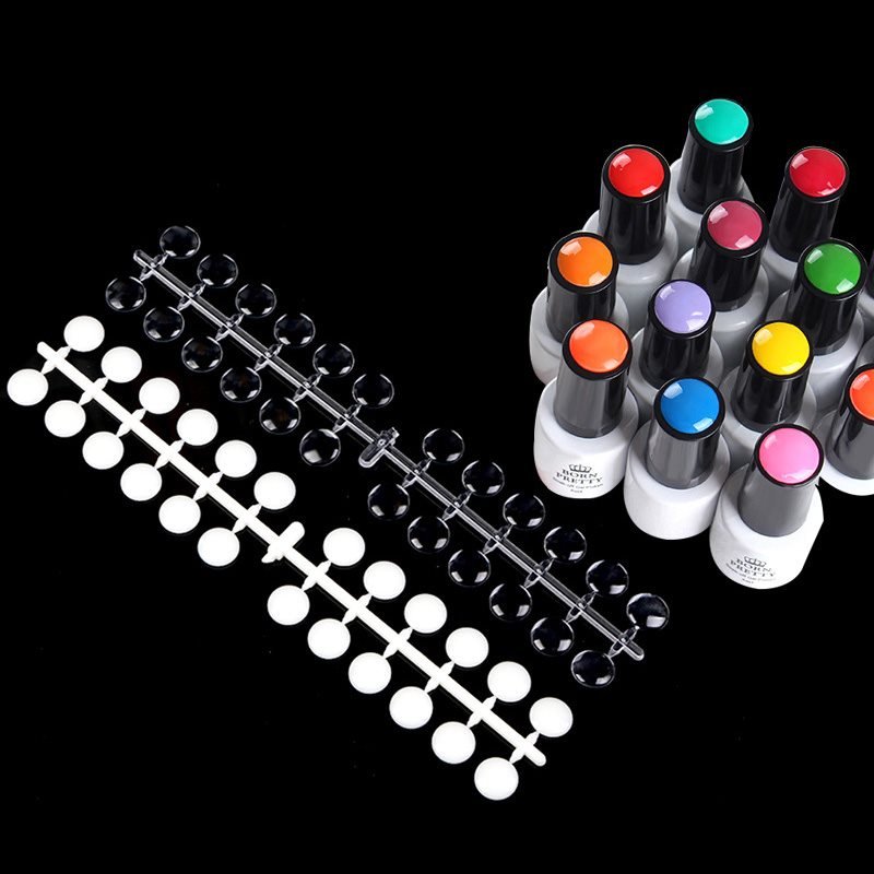 120 Tips Per Bag Round Shape Flat Back Nail Tips Color Chart Display ...