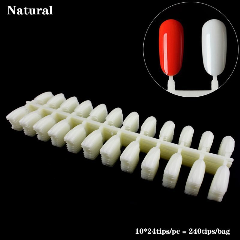 240Tips/Bag Oval Shape Nail Tips For Displaying Gel Polish Color And ...