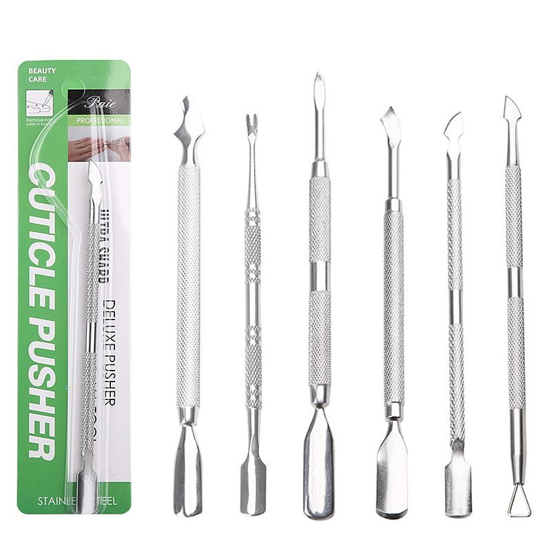 6 Designs Silver Stainless Steel Manicure Pedicure Remover Tool Cuticle ...