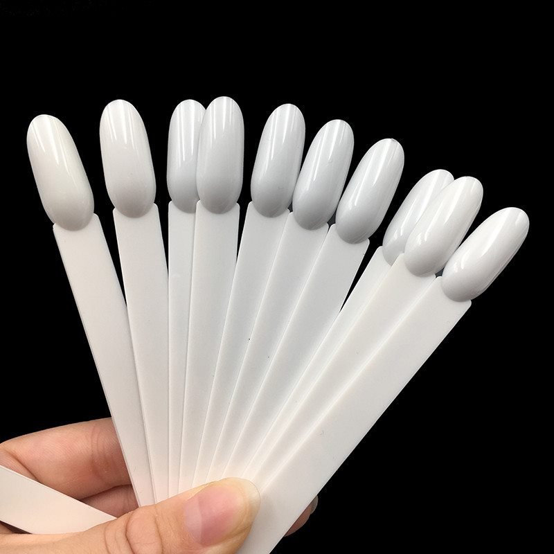 50PCS/Set Oval Nail Tips Fan Shaped Color Display Card Practice Sticks ...