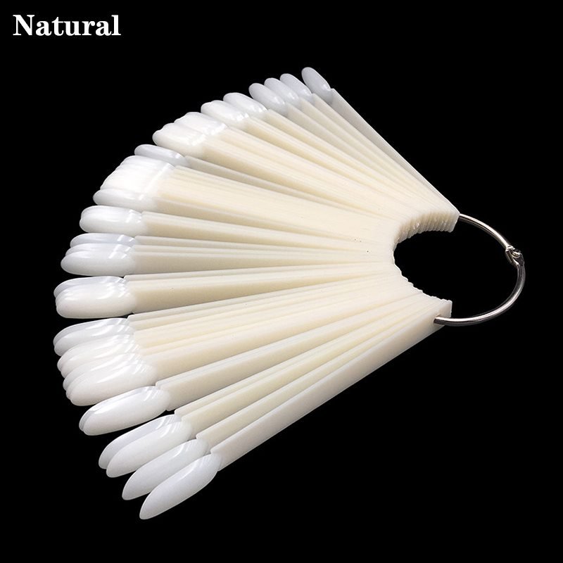 50PCS/Set Oval Nail Tips Fan Shaped Color Display Card Practice Sticks ...