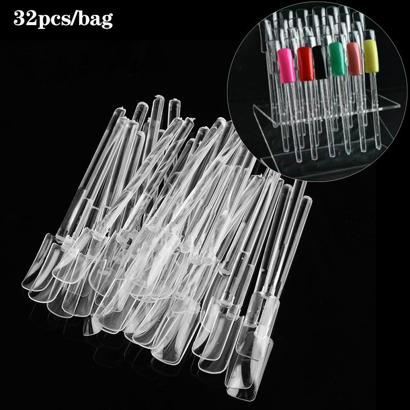 32PCS/PACK Clear Nail Art Salon Color Display Stand Sticks ...