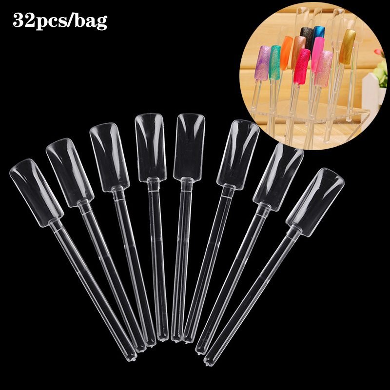 32PCS/PACK Clear Nail Art Salon Color Display Stand Sticks ...