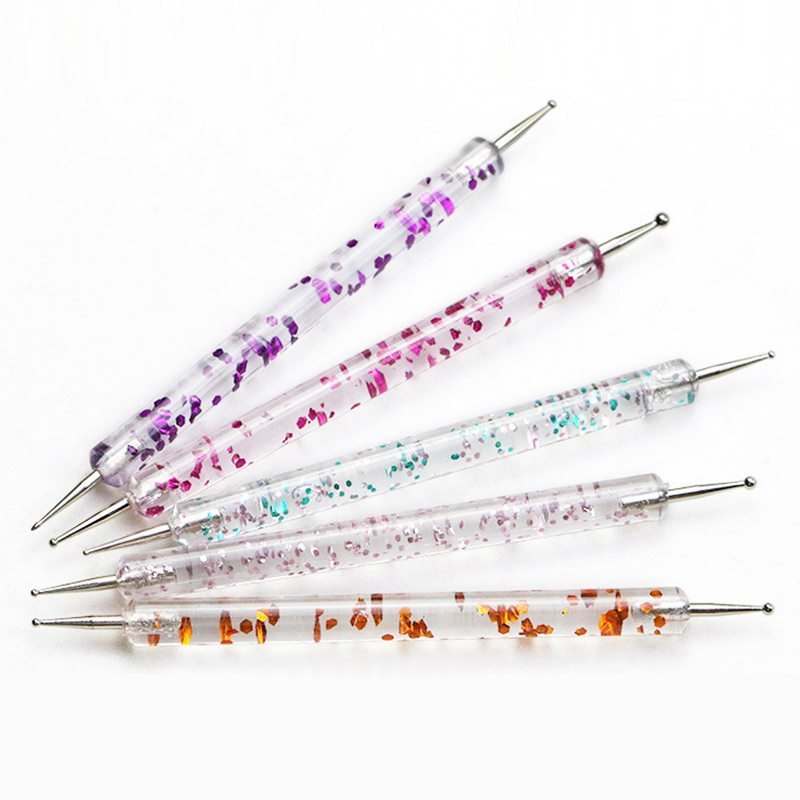 5pcs/set Glitter Chips Design Acrylic Handle 2 Way Marbleizing Dotting ...