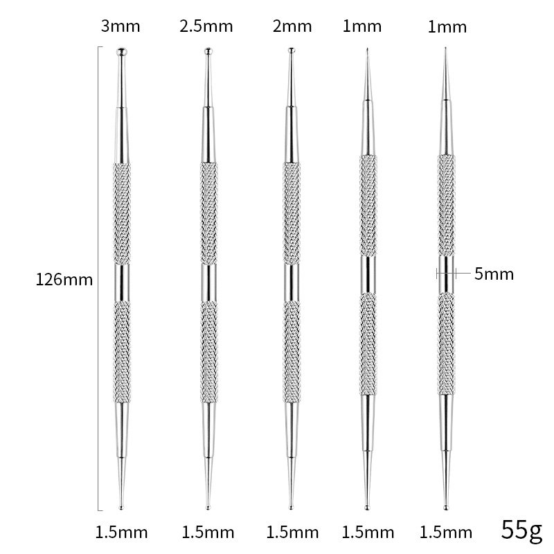 5pcs/set Stainless Steel Handle 2 Way Marbleizing Dotting Pen Set ...