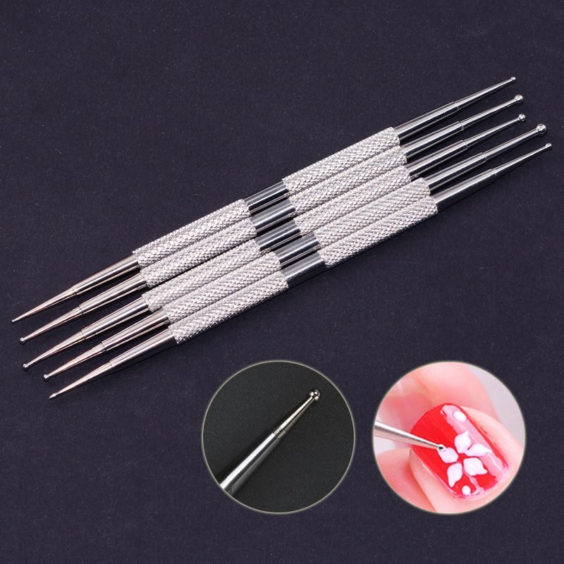 5pcs/set Stainless Steel Handle 2 Way Marbleizing Dotting Pen Set ...