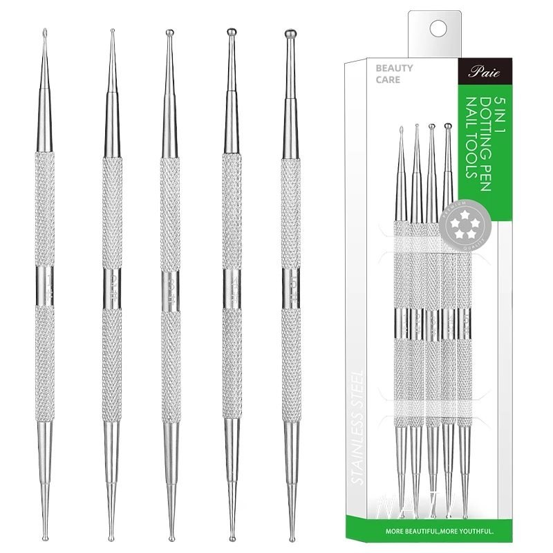 5pcs/set Stainless Steel Handle 2 Way Marbleizing Dotting Pen Set ...