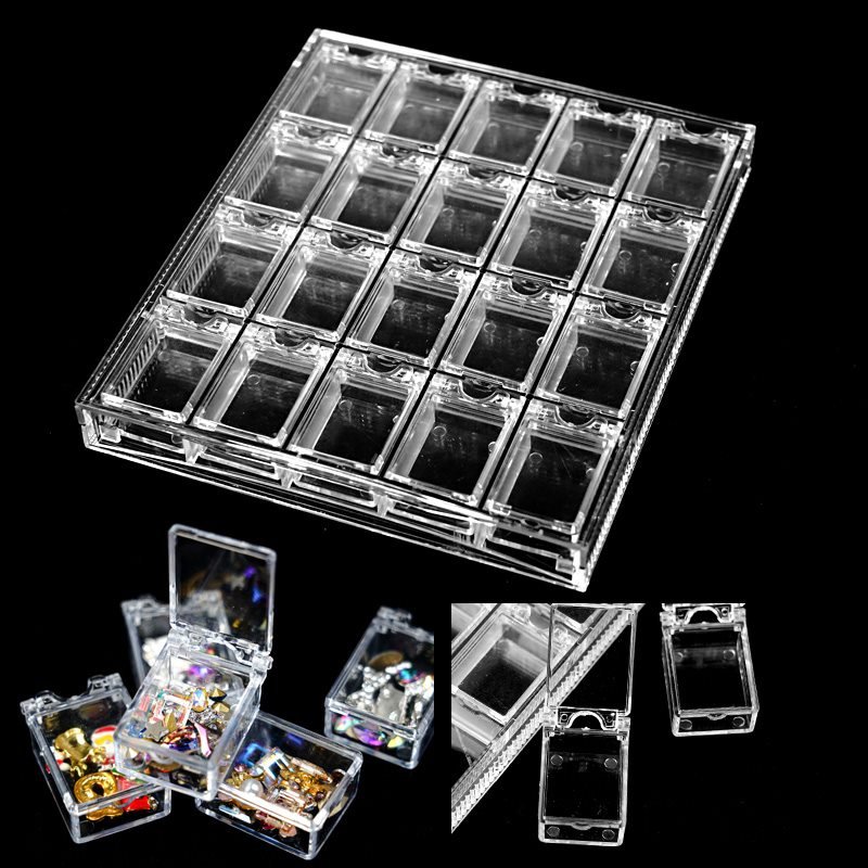 20 Grids Nail Decorations Storage Box Rhinestone Container Organizer ...