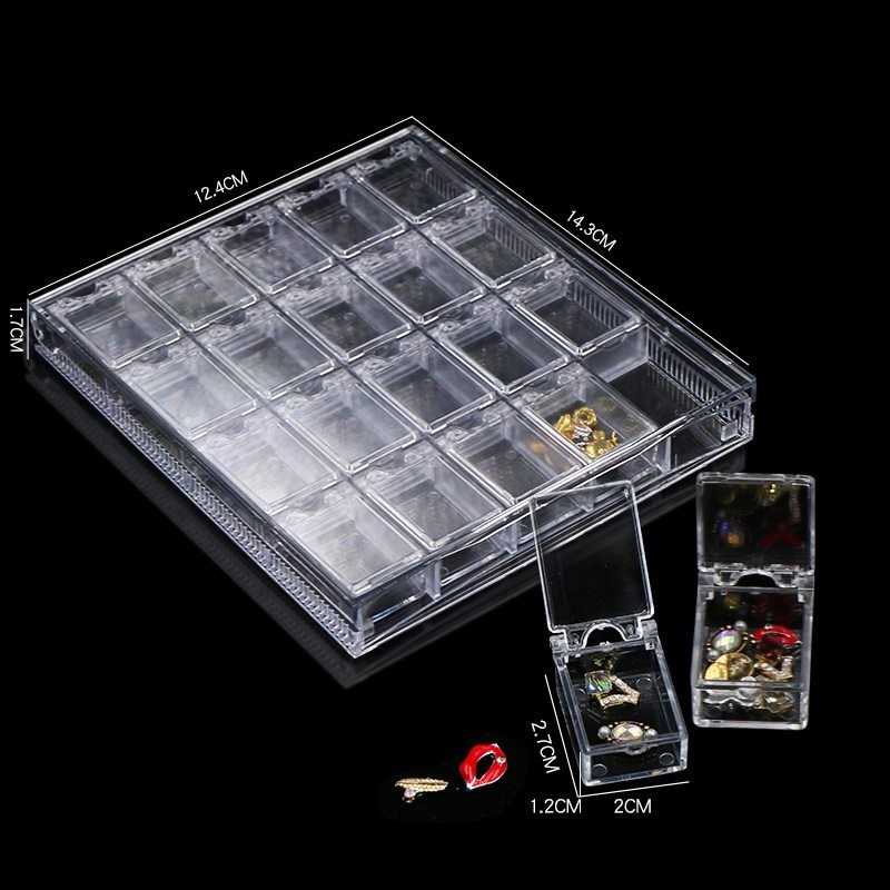 20 Grids Nail Decorations Storage Box Rhinestone Container Organizer ...