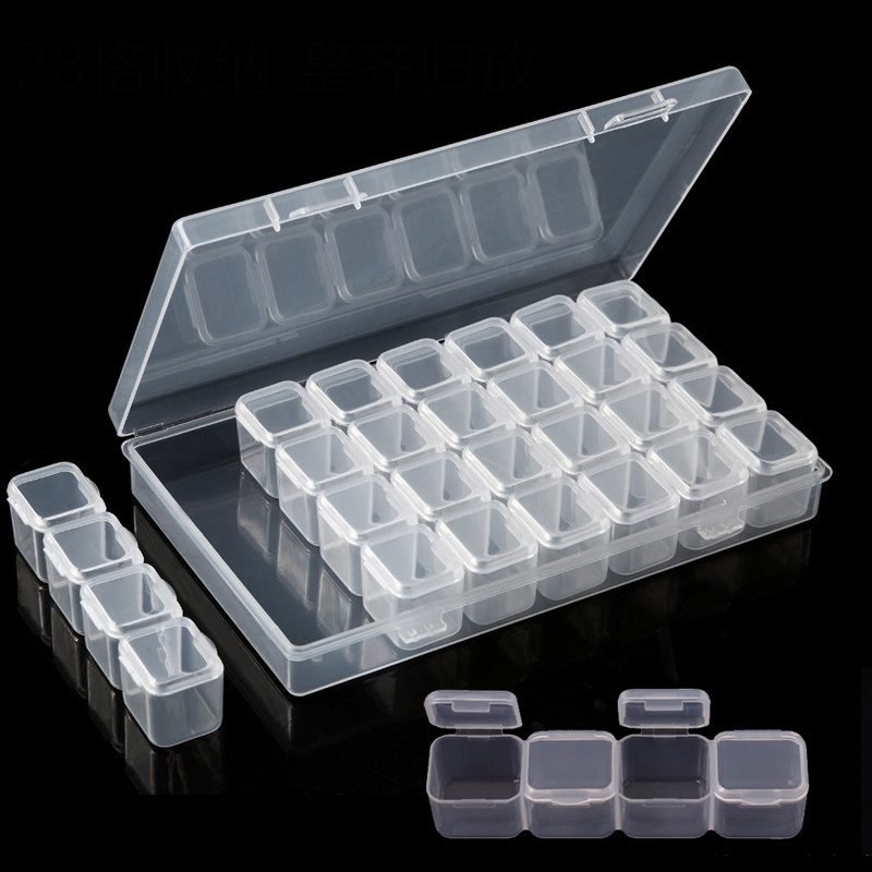 28 Grids Empty Nail Storage Box Case For Rhinestones Alloy Parts ...