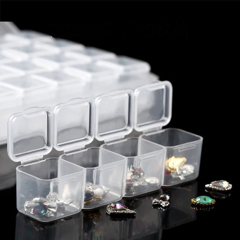 28 Grids Empty Nail Storage Box Case For Rhinestones Alloy Parts ...