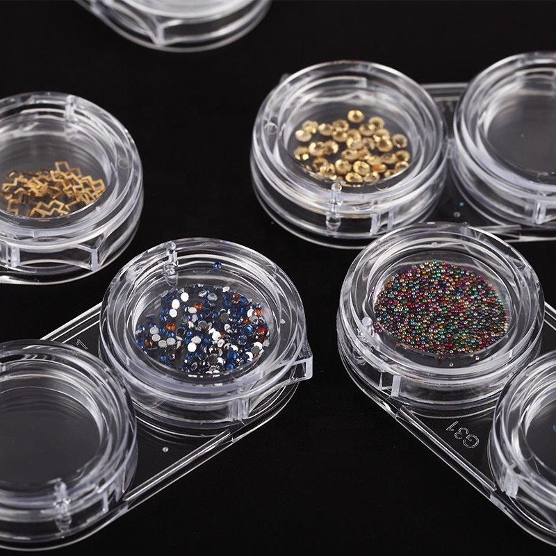 6 Layers 12 Pots Removable Plastic Nail Art Decoration Rhinestone ...