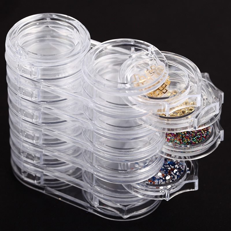 6 Layers 12 Pots Removable Plastic Nail Art Decoration Rhinestone ...