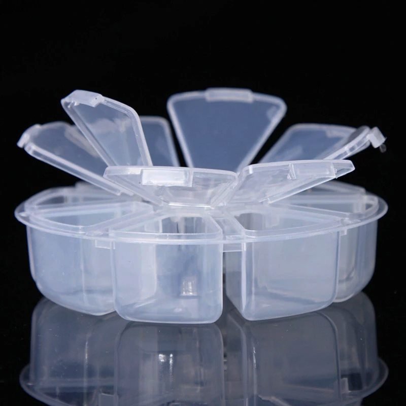 8 Cells Empty Plastic Round Storage Box Case Nail Art Decoration Gems ...
