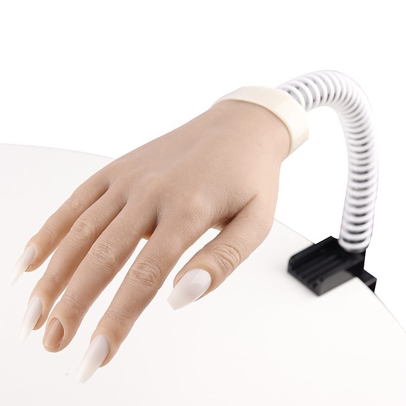 Highly Simulated Silicone Nail Art Practice Hand with Bracket Flexible ...