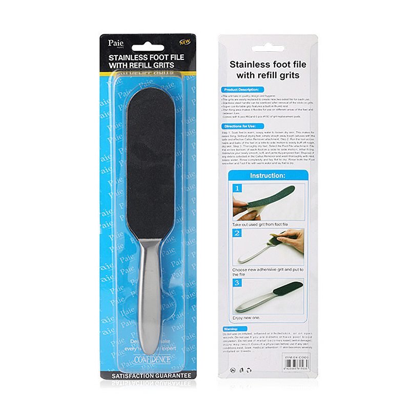 Stainless Steel Pedicure Foot File Callus & Dead Skin Remover With 10 ...