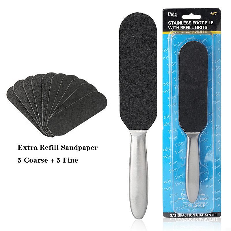Stainless Steel Pedicure Foot File Callus & Dead Skin Remover With 10 ...