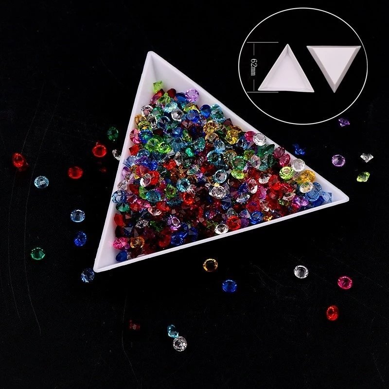 Triangle Plastic Nail Art Rhinestone Plate Tray Holder Storage ...