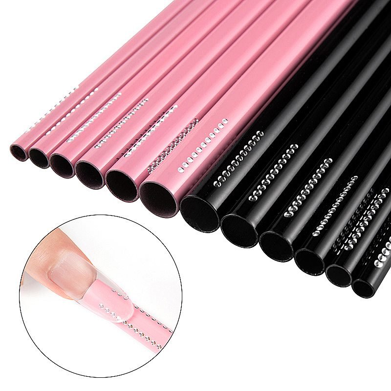 6Pcs Diamond-Encrusted Acrylic Nail Tips Shaping C Curve Metal Rod ...