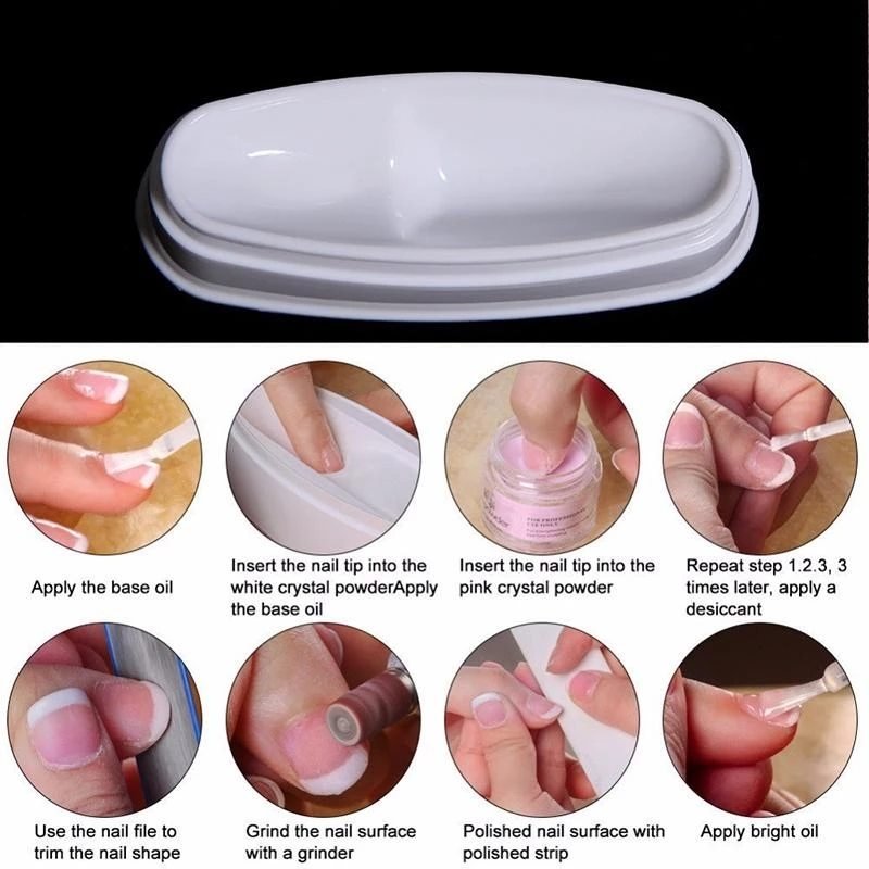 Nail Art Tools Powder Tray Manicure Mould Dip Container For French Line ...