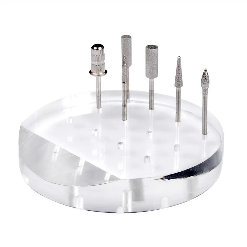 12 Holes Round Nail Drill Bits Display Rack Transparent Acrylic Nail ...