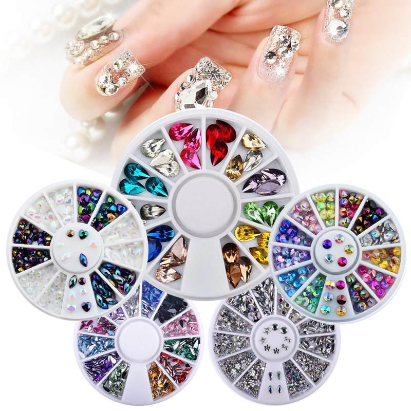 AB Color Varied Shapes Nail Art Acrylic Rhinestone Gem In Wheel ...