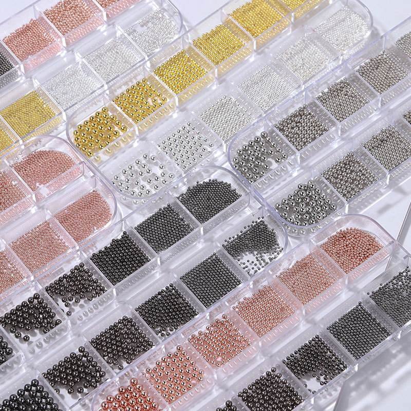 12Grids Metal Caviar Beads Multicolor Micro Beads For 3D Nail Art ...