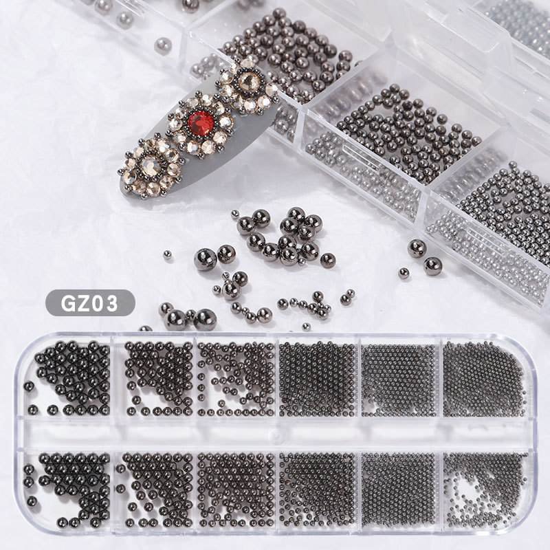 12Grids Metal Caviar Beads Multicolor Micro Beads For 3D Nail Art ...