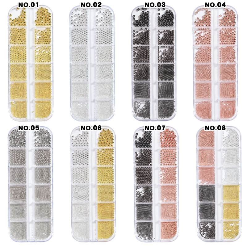 12Grids Metal Caviar Beads Multicolor Micro Beads For 3D Nail Art ...
